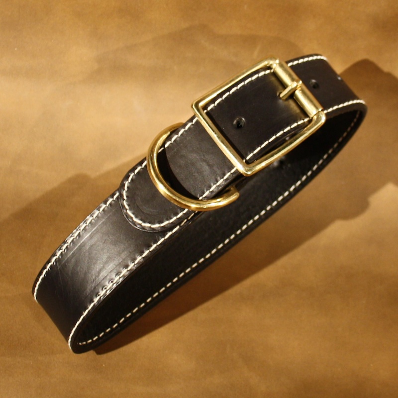 Wide Dog Collar (1.5") to fit 20 to 24 inch neck in plain black leather